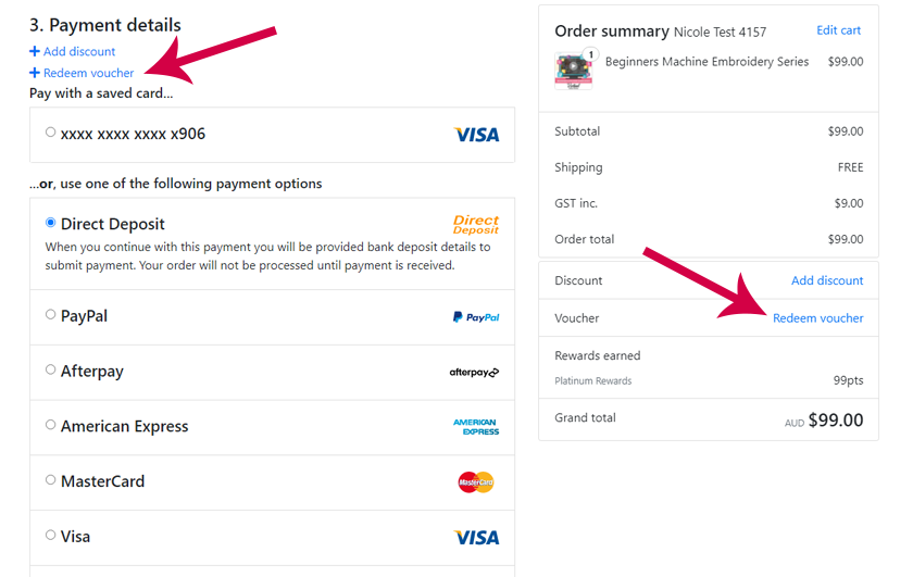 Website Help Redeem your gift voucher