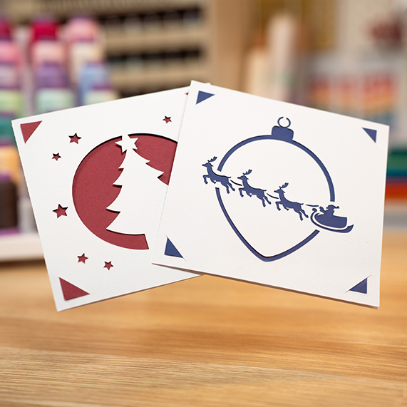 Handmade Paper Cut Christmas Cards Metallic Floral Christmas Card Five